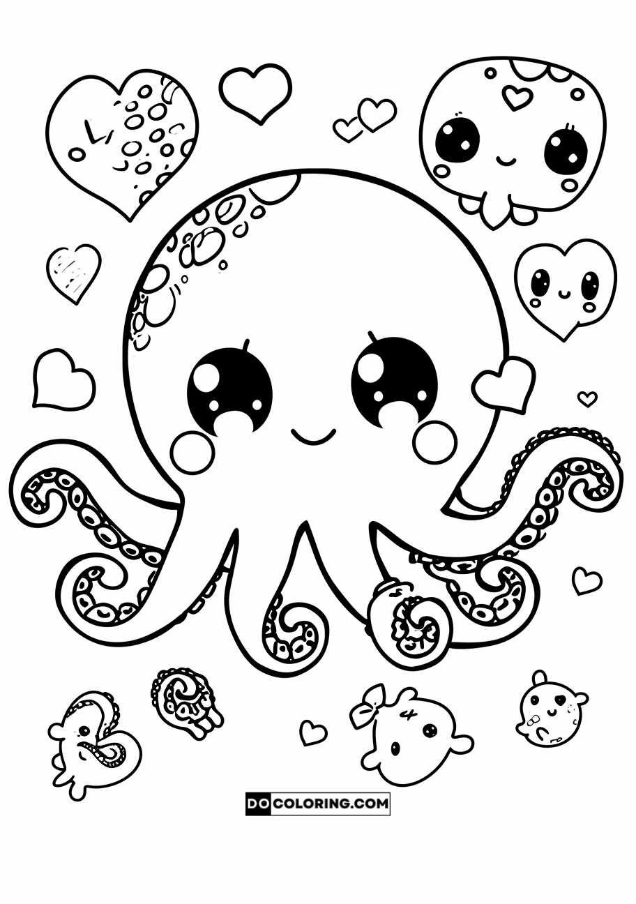 Free Printable Cute Baby Octopus Coloring Pages 2024 | DO Coloring