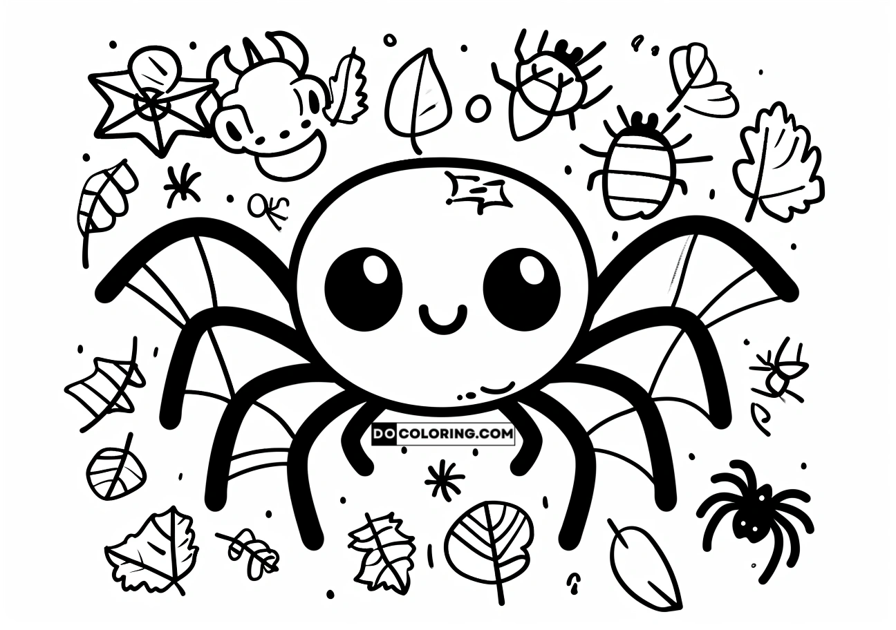 Cute Kawaii Baby Spider Coloring Pages: Free Printable 2024 | DO Coloring