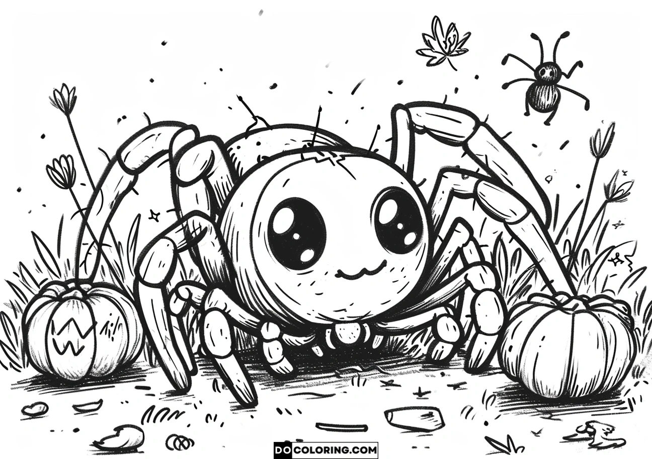 Cute Kawaii Baby Spider Coloring Pages: Free Printable 2024 | DO Coloring