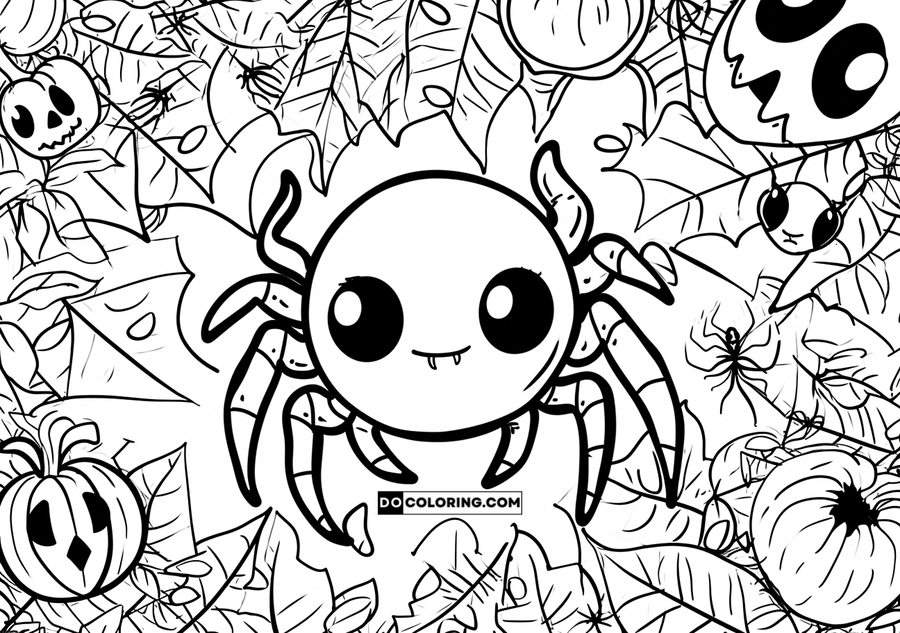 Cute Kawaii Baby Spider Coloring Pages: Free Printable 2024 | DO Coloring